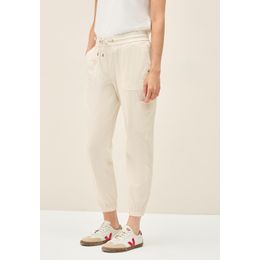 Cecil Damen Jogger Pants, beige, Gr. XL, gestreift, Web, 71% Baumwolle, 25% Polyamid, 4% Elasthan, Hosen, Middle Waist