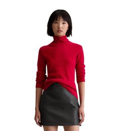 Marc O'Polo Damen Rollkragenpullover "aus softem Schurwolle-Viskose-Mix"rot mulberry, Gr. XXL, MARC O'POLO DENIM, unifarben, Obermaterial: 40% Schurwolle, 40%