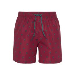 s.Oliver Herren Badeshorts, bunt, Gr. S, bedruckt, kontrastfarbene Details, Microfaser, Recycling-Polyester, Badehosen, mit Palmen-Design