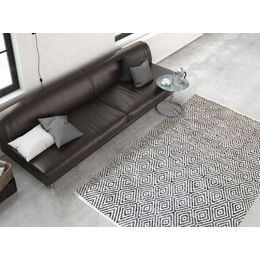 Teppich my home, B:80cm H:7mm L:150cm, grau, Baumwolle, Wohnzimmer, Teppiche, "Tiara", mit Rauten-Muster, Teppich aus 100% Baumwolle
