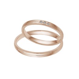 Firetti Damen Trauring "Schmuck Geschenk Gold 375 Hochzeit Ehering "LIEBE"", 64, 0,02 SI = kleine Einschl&uuml;sse mit Brillanten, Ros&eacute;gold 585, 2,5mm,