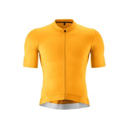 Gonso Herren Radtrikot "Road Jersey M", gold, Gr. L, 84% Polyester, 16% Elasthan, Trikots, Herren Fahrradtrikot kurzarm, Full-Zip Trikot,