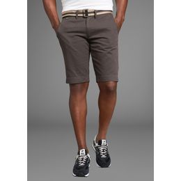 Bruno Banani Herren Chinoshorts "inkl. G&uuml;rtel &ndash; moderner Sommer‐Essential", grau, Gr. 38, unifarben, Twill, Obermaterial: 100% Baumwolle, Hosen, Dein