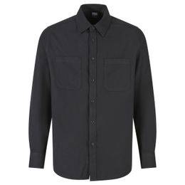 Urban Classics Herren Langarm-Poloshirt "Urban Classics Herren Flanell Shirt", schwarz, Gr. S, unifarben, 100% Baumwolle, Shirts