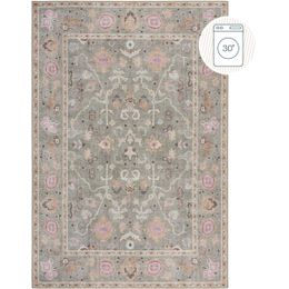 Teppich FLAIR RUGS "Una", gr&uuml;n, B:152cm H:4mm L:230cm, Kunstfaser, Teppiche, Teppich, Waschbarer Traditioneller Teppich