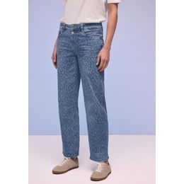 Street One Damen Straight-Jeans "Style Amalia Straight Leg"mid blau leo laser, Gr. 31, Denim/Jeans, Obermaterial: 82% Baumwolle, 16% Polyester, 2%