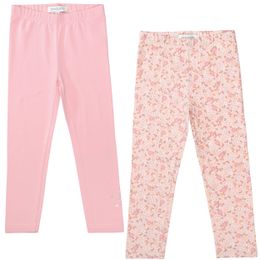 STACCATO M&auml;dchen Leggings, rosa, Gr. 128, bedruckt, unifarben, Single Jersey, Obermaterial: 95% Baumwolle, 5% Elasthan, Hosen, 2er Pack f&uuml;r Girls,