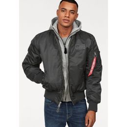 Bomberjacke Alpha Industries "MA-1 D-TEC", Herren, Gr. L, schwarz (03 schwarz), Web, Obermaterial: 100% Nylon. Futter: 100% Nylon. Kapuze: 80% Baumwolle, 20% Polyester. Wattierung: 100% Polyester, unifarben, schmal, Rundhals, eingesetzt Rippb&uuml;ndchen, Jacken Bomberjacke, Topseller