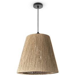 Paco Home Pendelleuchte "VORGU", braun, &Oslash; 38cm H: 35cm, Leuchten, E27 Pendelleuchte Papier Boho Rattan Optik Natur Deckenlampe Vintage, Pendelleuchte