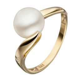 Jobo Damen Perlenring, 50, Gelbgold 585 Perlen, gelb, Gelbgold 585, Perlen, Fingerringe, 585 Gold mit einer S&uuml;&szlig;wasser-Zuchtperle