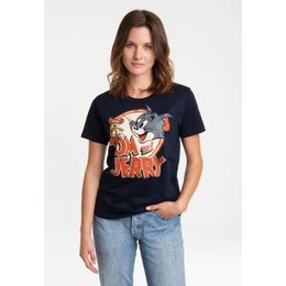 logoshirt Damen T-Shirt "Tom & Jerry", blau, Gr. S, bedruckt, 100% Baumwolle, Shirts, mit lizenziertem Print