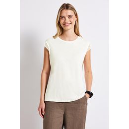 Street One Damen T-Shirt, wei&szlig;, Gr. 44, unifarben, Stoff, 50% Modal, 50% Baumwolle, Shirts, im soften Baumwoll-Mix