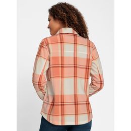 Casual Looks Damen Fleeceshirt "Fleece-Bluse", orange, Gr. 36, gemustert, kariert, mehrfarbig, 100% Polyester, Shirts