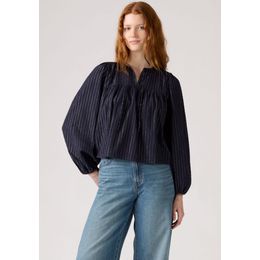 Levi's LEVI'S Damen Klassische Bluse "JOSEPHINE LS HOLI", blau, Gr. S, gestreift, Web, Obermaterial: 99% Baumwolle, 1% metallisierte Fasern, Blusen, mit