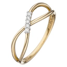 Jobo Damen Diamantring, 56, SI = kleine Einschl&uuml;sse, Diamanten Gelbgold 585, gelb, Diamanten, Gelbgold 585, Fingerringe, 585 Gold mit 5 Diamanten