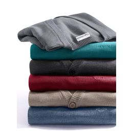 Marco Donati Herren Cardigan, grau, Gr. 60, unifarben, 100% Schurwolle, Strickjacken