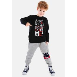DENOKIDS Jungen Hausanzug "Fearless", Gr. 116, blau, 92% Baumwolle, 8% Elasthan, bedruckt, Basic, Homewear-Sets, mit Monster-Print