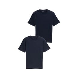 Tom Tailor Herren T-Shirt, blau, Gr. S, unifarben, Single Jersey, Obermaterial: 100% Baumwolle, Shirts, mit Logo Print