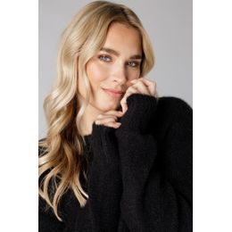 Base Level Damen Strickpullover "Yana", schwarz, Gr. 40, unifarben, Strick, Obermaterial: 43% Nylon, 26% Polyacryl, 13% Alpaka, 13% Wolle, 5%