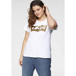 LEVI'S&reg; PLUS T-Shirt LEVI'S PLUS "PERFECT TEE", Damen, Gr. 4XL (58/60), glitter foil w mineral schwarz, Jersey, Obermaterial: 100% Baumwolle, bequem normal, Rundhals, Shirts T-Shirt, Figurumspielende Passform