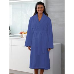 Bademantel Plantier, blau, Baumwoll-Mix, Hausm&auml;ntel