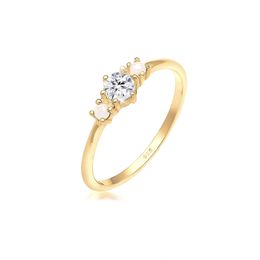 Elli Damen Verlobungsring "Glas Kristalle Synthetische Perle Wei&szlig; 925 Sterling Silber", 56mm, Silber 925 (Sterlingsilber), 1mm, gold, Silber 925