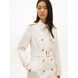 Tommy Hilfiger Damen Trenchcoat "SLIM COTTON MIDI TRENCH"light silt, Gr. M, unifarben, Web, Obermaterial: 100% Baumwolle, M&auml;ntel