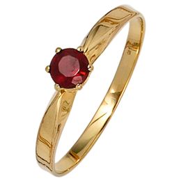 Jobo Damen Goldring, 54, Gelbgold 585, gelb, Gelbgold 585, Fingerringe, 585 Gold mit Granat