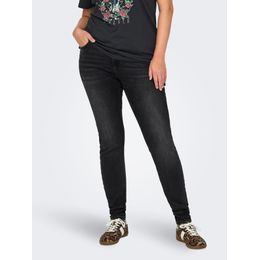 Only CARMAKOMA Damen Skinny-fit-Jeans "CARWILLY REG SKINNY DNM CRO224 NOOS", schwarz, Gr. 50, unifarben, Denim/Jeans, Obermaterial: 92% Baumwolle, 6%