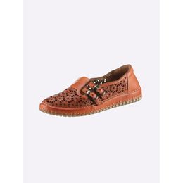Gemini Damen Slipper, Gr. 41, orange, Leder, Schuhe