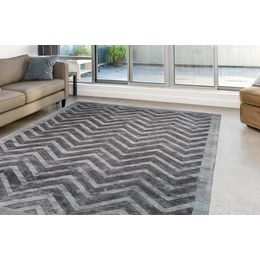 Teppich Kayoom, B:160cm H:13mm L:230cm, grau, Viskose, Wohnzimmer, Teppiche, "Luxury 410", Wohnzimmer