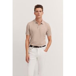 Bugatti Herren Poloshirt60, taupe, Gr. S, unifarben, 50% Baumwolle, 50% Polyester, Shirts, mit dezenten Kontraststreifen