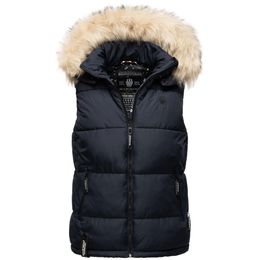 Marikoo Damen Steppweste "Eisfl&ouml;ckchen", blau, Gr. S, Obermaterial: 100% Polyester. Innenseite: 100% Polyester. Fellimitat: 90% Polyacryl, 10%