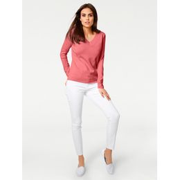 Damen Strickpullover "V-Pullover", orange, Gr. 46, Rick Cardona BY HEINE, unifarben, 100% Baumwolle, Pullover