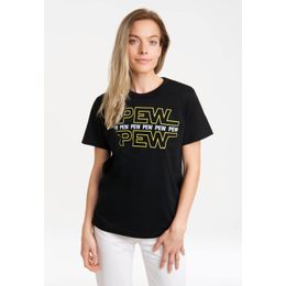 logoshirt Damen T-Shirt "Pew Pew", schwarz, Gr. S, bedruckt, 100% Baumwolle, Shirts, mit coolem Print