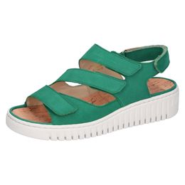 Waldl&auml;ufer WALDL&Auml;UFER Damen Keilsandalette "H-Willow", Gr. 5,5, gr&uuml;n, Nubukleder, unifarben, Schuhe, Sommerschuh, Sandale, Keilabsatz, mit Kork-Fu&szlig;bett, Weite H