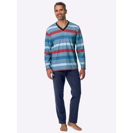 Herren Schlafanzug, Gr. 52, bunt, 100% Baumwolle, Homewear-Sets