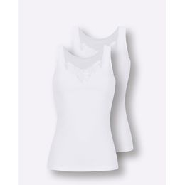 w&auml;schepur W&Auml;SCHEPUR Damen Achselhemd, Gr. 52, wei&szlig;, 100% Baumwolle, Unterhemden