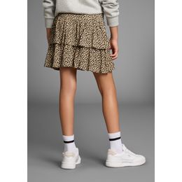 Kidsworld M&auml;dchen Jerseyrock "Viskose-Rock mit Leo-Allover", beige, Gr. 104, Jersey, Obermaterial: 95% Viskose, 5% Elasthan, R&ouml;cke, Trendiger Rock im