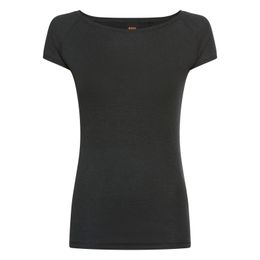 BOSS Orange Damen Kurzarmshirt "Espia Premium Damenmode", schwarz, Gr. S, unifarben, Jersey, Obermaterial: 94% Baumwolle, 6% Viskose, Shirts, in Slim
