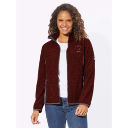 Casual Looks Damen Fleecejacke, rot, Gr. 44, gemustert, mehrfarbig, unifarben, 100% Polyester, Jacken