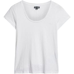 Superdry Damen Kurzarmshirt "SCOOP NECK TEE", wei&szlig;, Gr. S, unifarben, Single Jersey, Obermaterial: 60% Baumwolle, 40% Modal, Shirts
