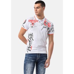 Cipo & Baxx CIPO & BAXX Herren Poloshirt, wei&szlig;, Gr. 4XL, bedruckt, Single Jersey, Obermaterial: 95% Baumwolle, 5% Elasthan, Shirts, mit markantem Print