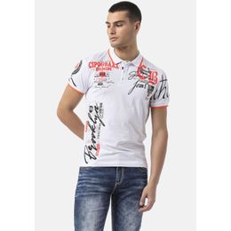 Cipo & Baxx CIPO & BAXX Herren Poloshirt, wei&szlig;, Gr. XXL, bedruckt, Single Jersey, Obermaterial: 95% Baumwolle, 5% Elasthan, Shirts, mit markantem Print