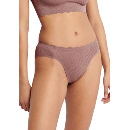 Slip Sloggi "ZERO Feel Bliss High leg", Damen, Gr. M, braun (cacao), Spitze, Obermaterial: 76% Polyamid, 24% Elasthan, Jacquardmuster, unifarben, figurbetont, Unterhosen Slip, unsichtbar mit Spitzenoptik