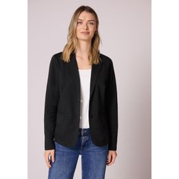 Sweatblazer Street One, Damen, Gr. 38, schwarz, Jersey, 93% Baumwolle, 7% Elasthan, unifarben, normal normal, V-Ausschnitt, abgesteppt, Blazer, im soften Baumwoll-Mix