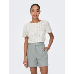 Kurzarmshirt Only "ONLRIVERSIDE &ndash; Shirt mit volumin&ouml;sem Armschnitt f&uuml;r Alltag", Damen, Gr. L, wei&szlig; (cloud dancer), Jersey, Obermaterial: 99% Polyester, 1% Elasthan, unifarben, regular fit normal, Rundhals, Shirts, regular fit, modisch, Jersey, Materialmix, Rundhals