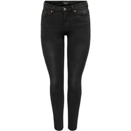Only Damen Skinny-fit-Jeans "ONLWAUW MID SK BJ1097", schwarz, Gr. L, Abriebeffekte, Denim/Jeans, Obermaterial: 56% Baumwolle, 39% Polyester, 3%