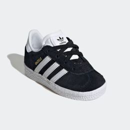 Kinder Sneaker "GAZELLE COMFORT CLOSURE ELASTIC LACES KIDS", adidas originals, Gr. 25, schwarz-wei&szlig;, Leder, Synthetik, Schuhe, f&uuml;r Kinder