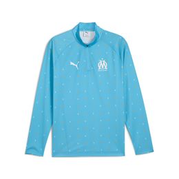 Puma Herren T-Shirt "Olympique de Marseille Pre-match Obermaterial Herren", blau, Gr. XL, bedruckt, Obermaterial: 100% Polyester, Shirts